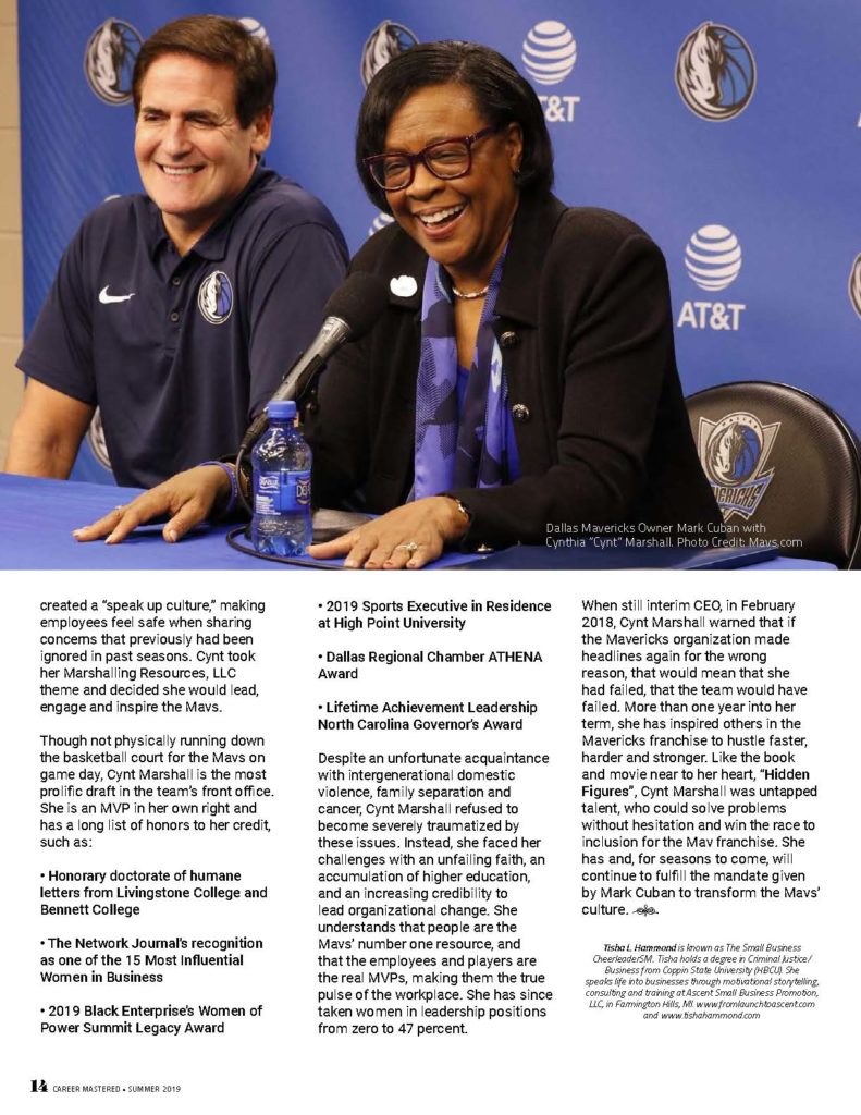 Her Two "Cynts": Cynthia Marshall, CEO Dallas Mavericks | Career Mastered